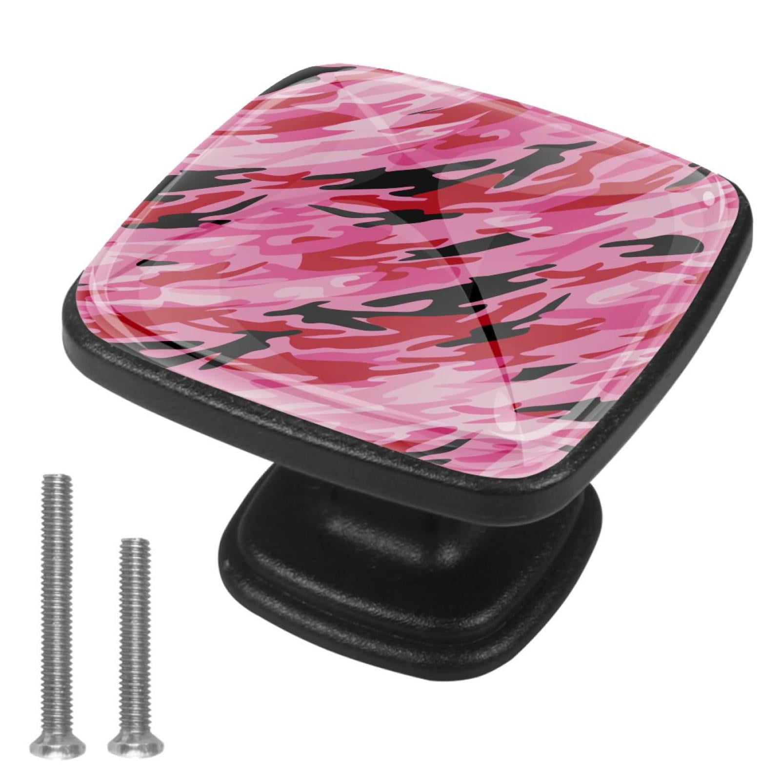 4 Pcs Cabinet Handle Drawer Pulls Pink Camo Military Knobs with Screws ...