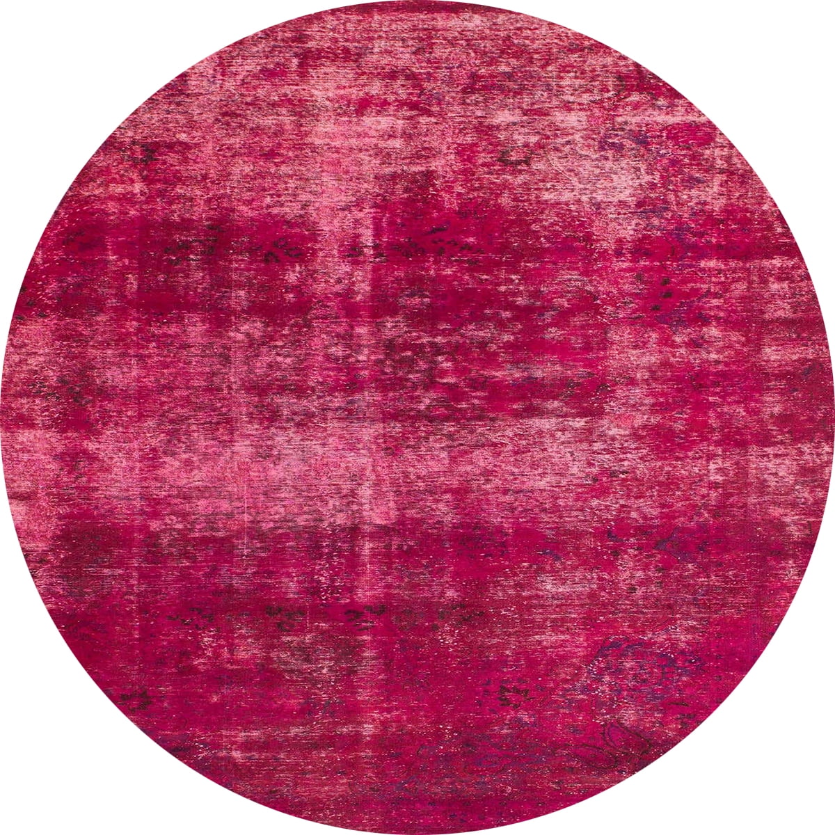 Ahgly Company Indoor Round Abstract Hot Deep Pink Abstract Area Rugs, 8 ...