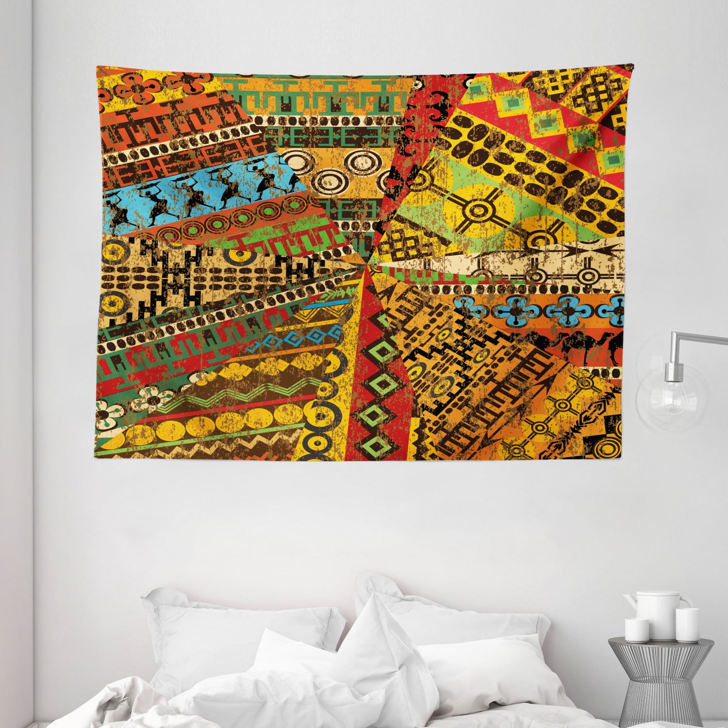 African Tapestry, Grunge Collage with Ethnic Motifs Tribal Ancient ...