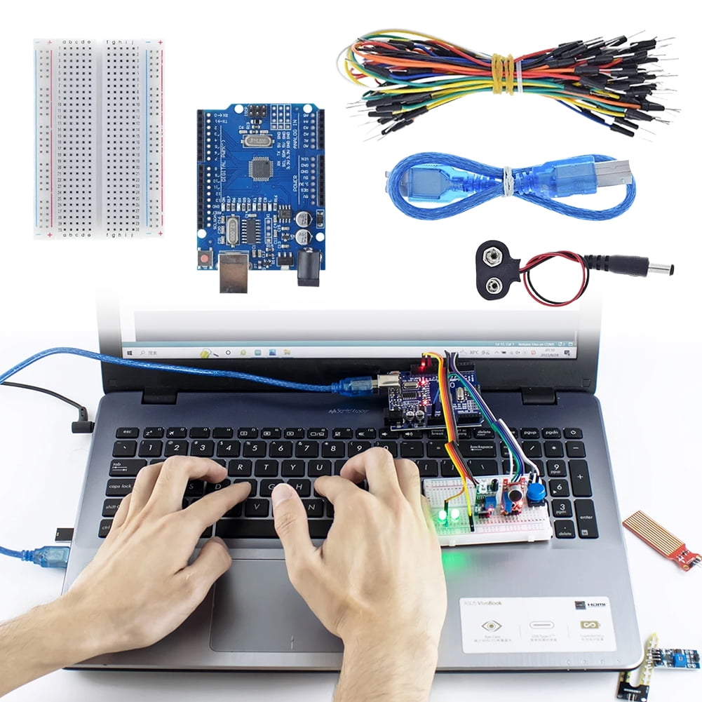 Electronics Basic Starter Kit with Breadboard Power Supply Resistors ...