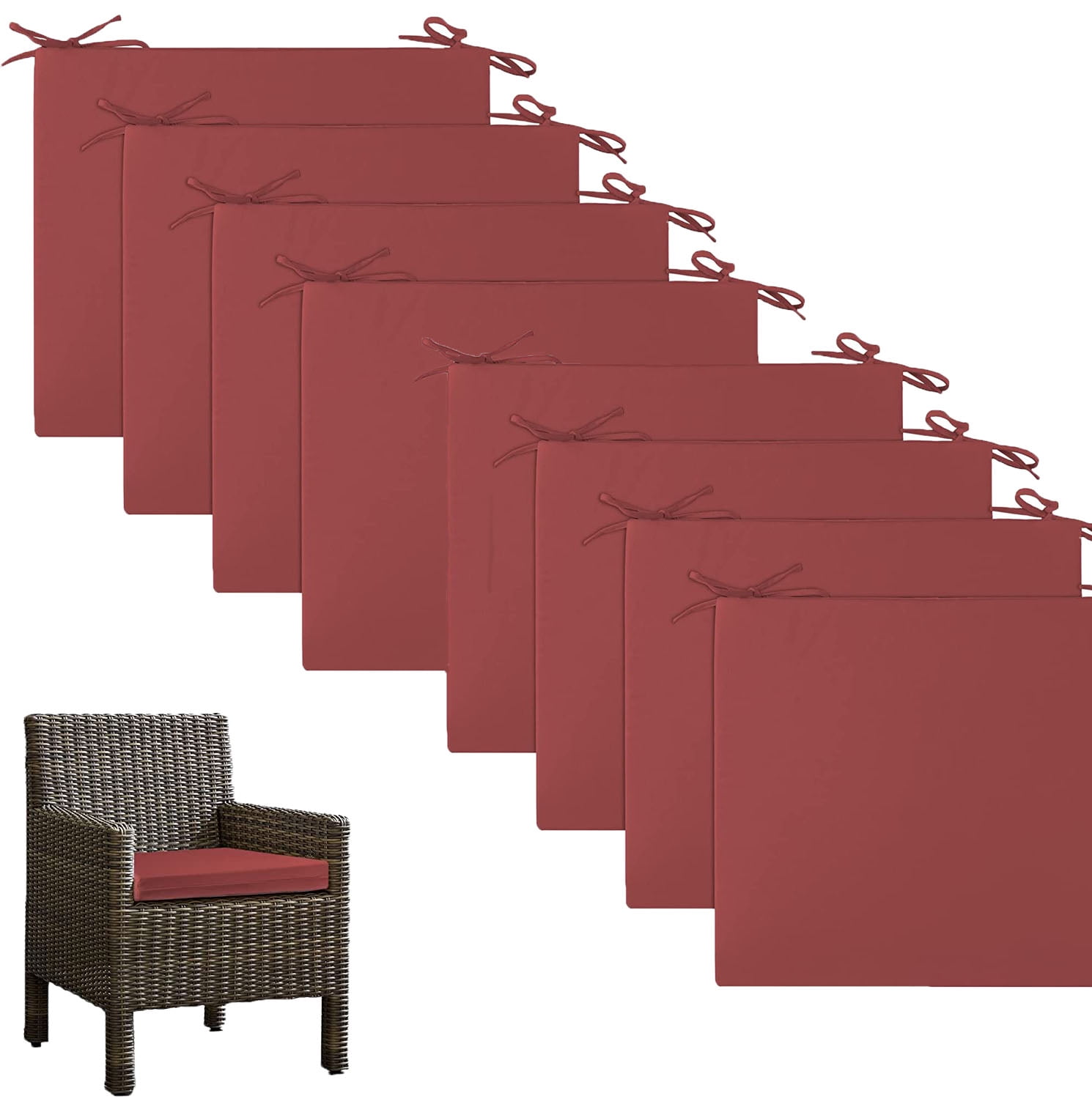 UNIKOME Outdoor Patio Chair Cushions Set of 8,Water Resistant Patio ...