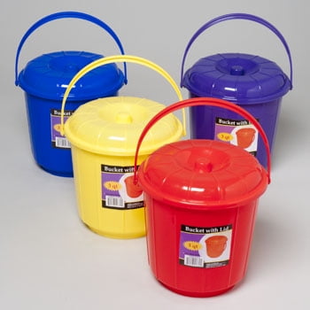 BUCKET WITH LID & HANDLE 3 QT 7.25D X 7.5H 4 COLORS IN PDQ, Case Pack ...