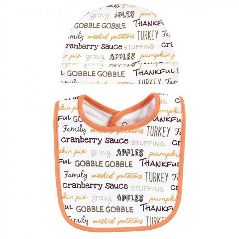 Coordinating Baby Accessories Hudson Baby Unisex Turkey Bib & Cap Set ...
