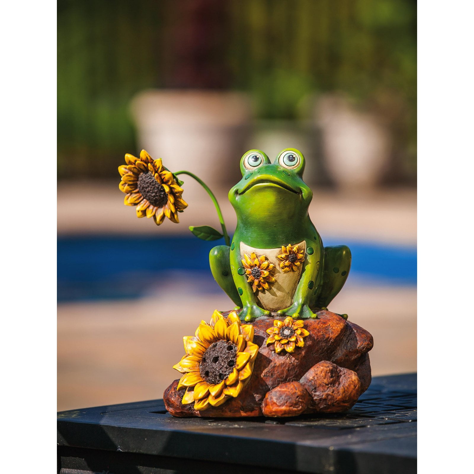 Evergreen Enterprises Sunflower Adorned Whimsy Frog Landscape Melodies ...