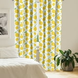 Lemons Window Curtains, Continuous Modern Summer Themed Tasty Citrus ...