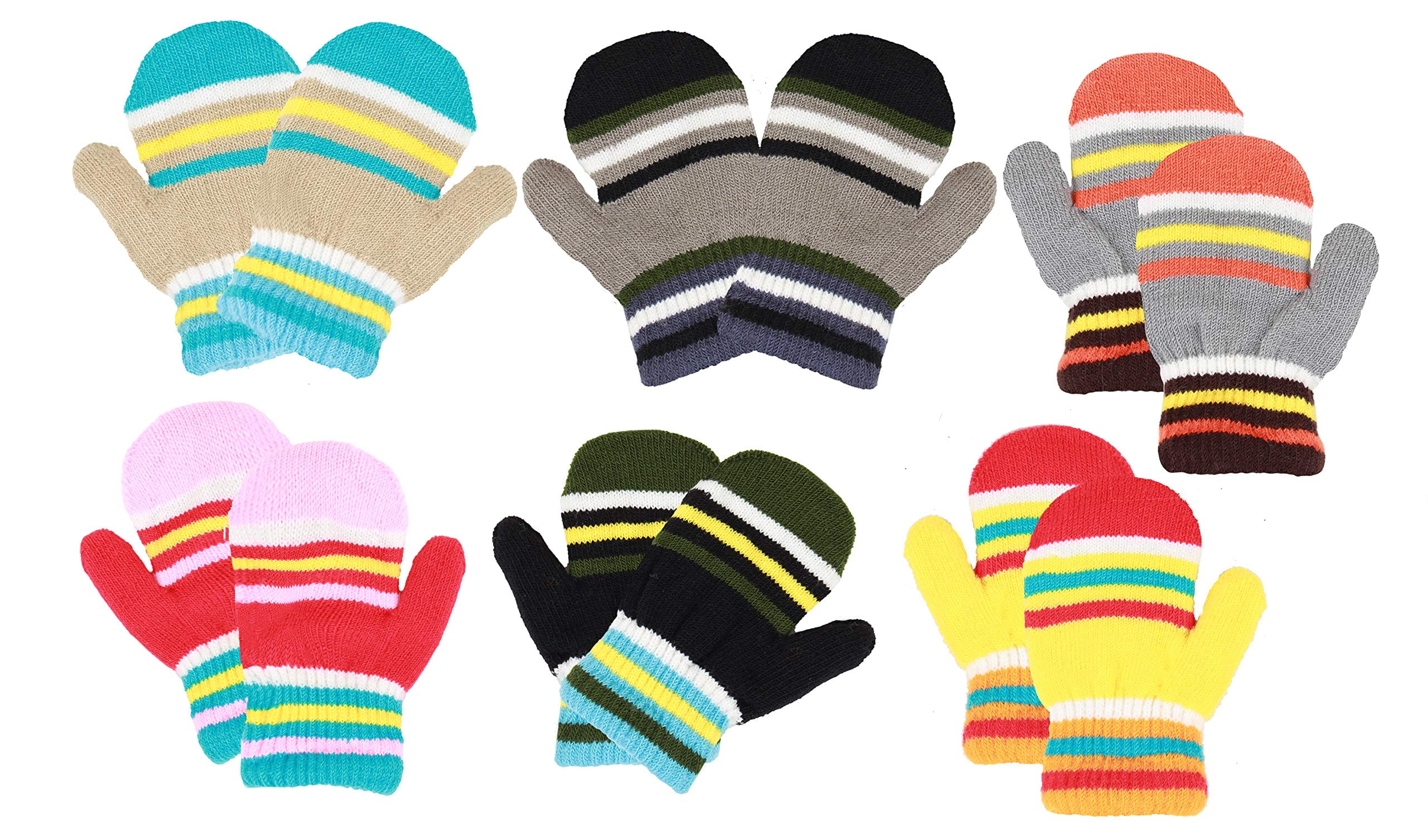 Gilbin Toddler Magic Acrylic Insulated Mittens 6 - Pack,Multi color,One ...