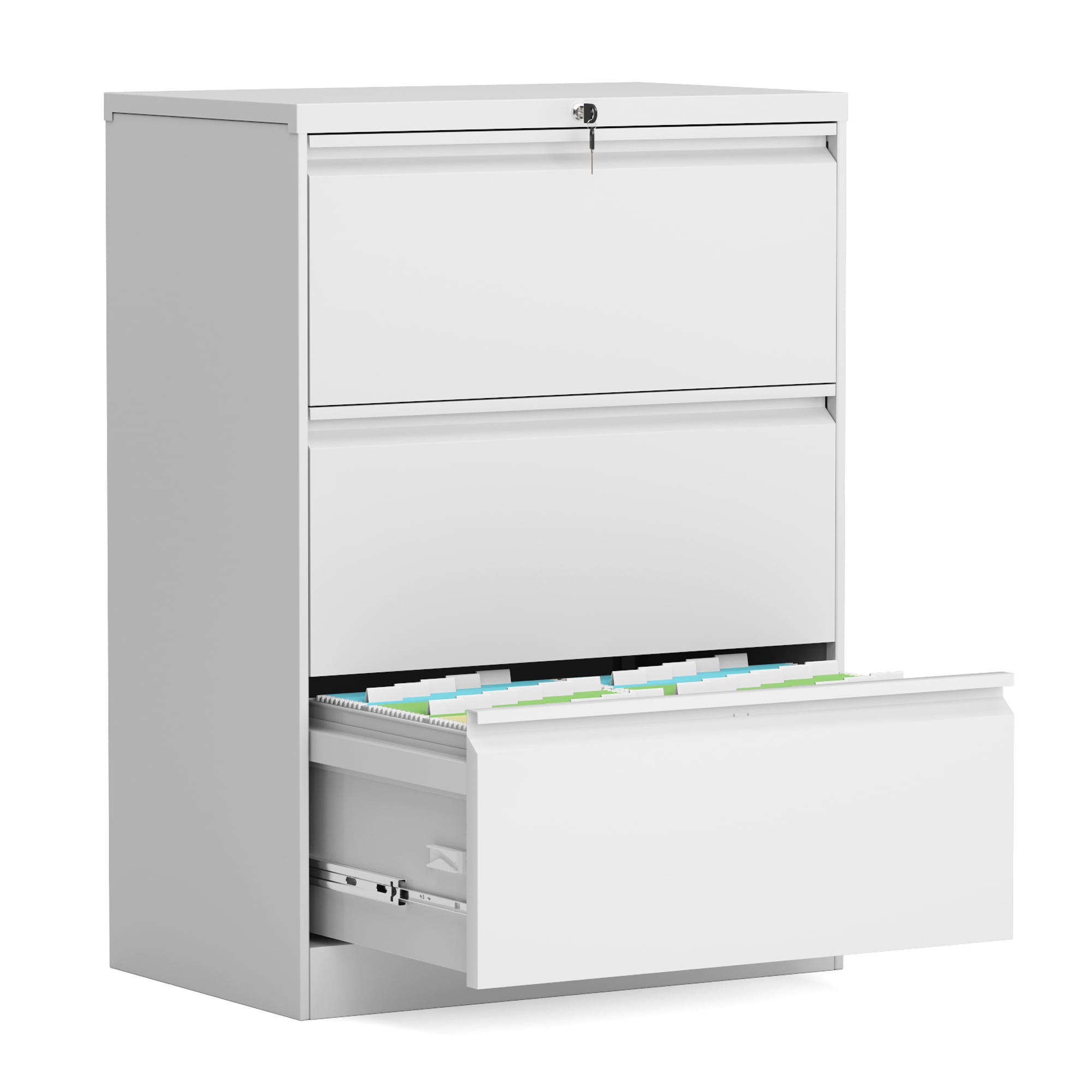 File Cabinet With Lock Key Modern 3 Drawer Locking Filing Anti Tilt ...