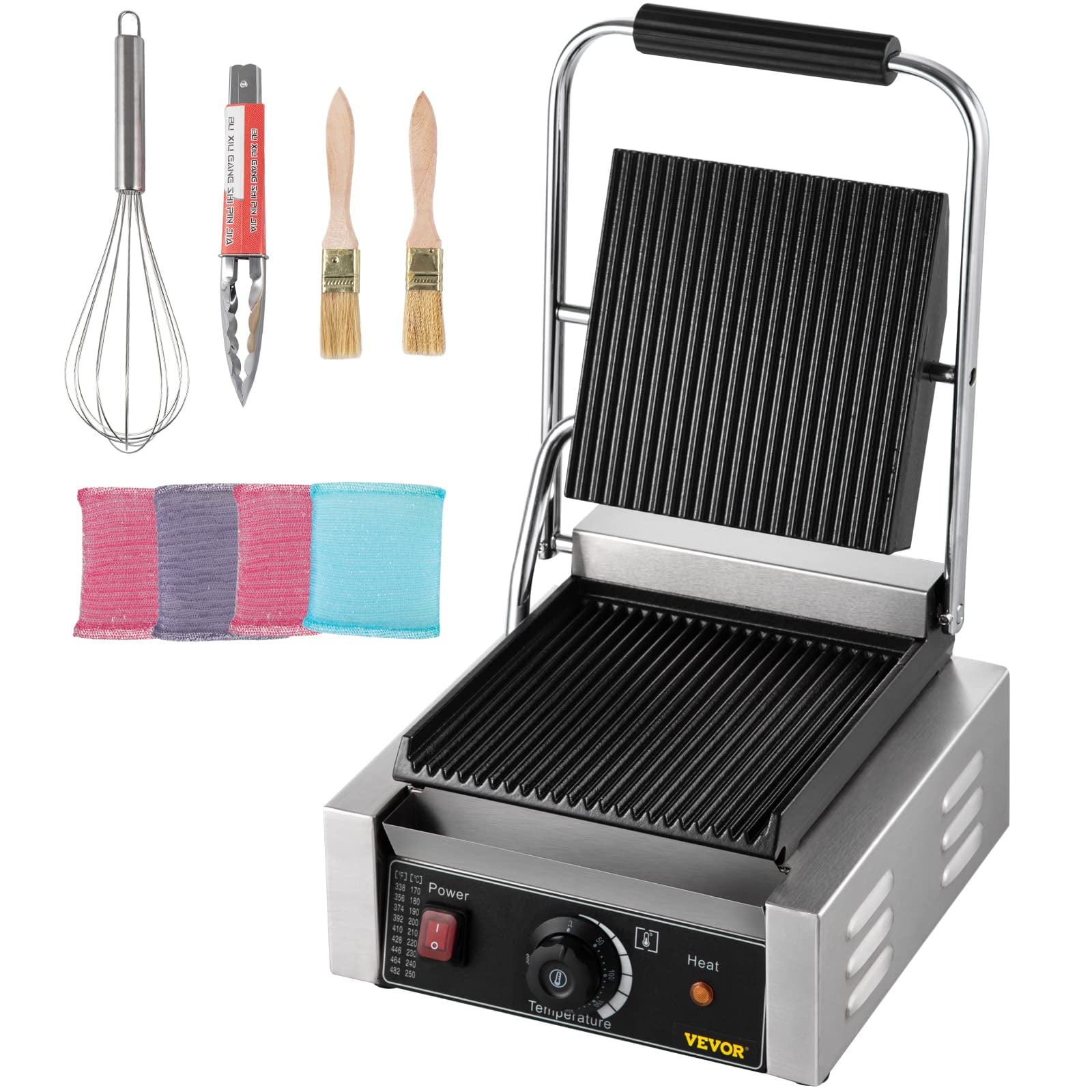 Happybuy Commercial Sandwich Panini Press Grill,1800W Single Full ...