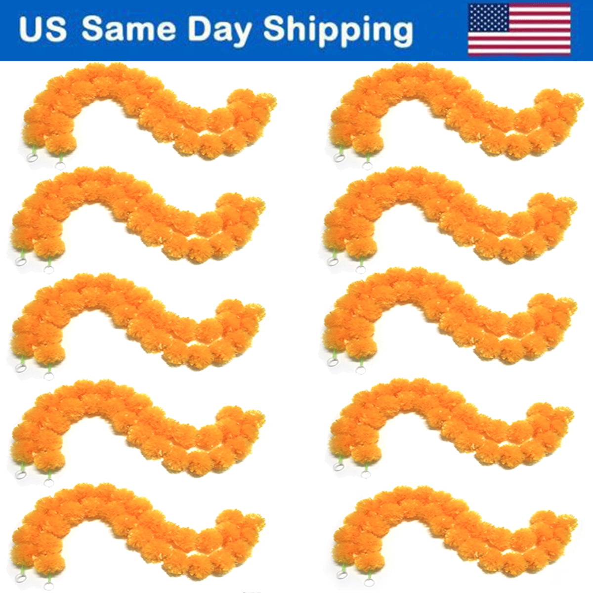10PCS Marigold Garlands Marigold Flower Garlands for decoration 5ft ...