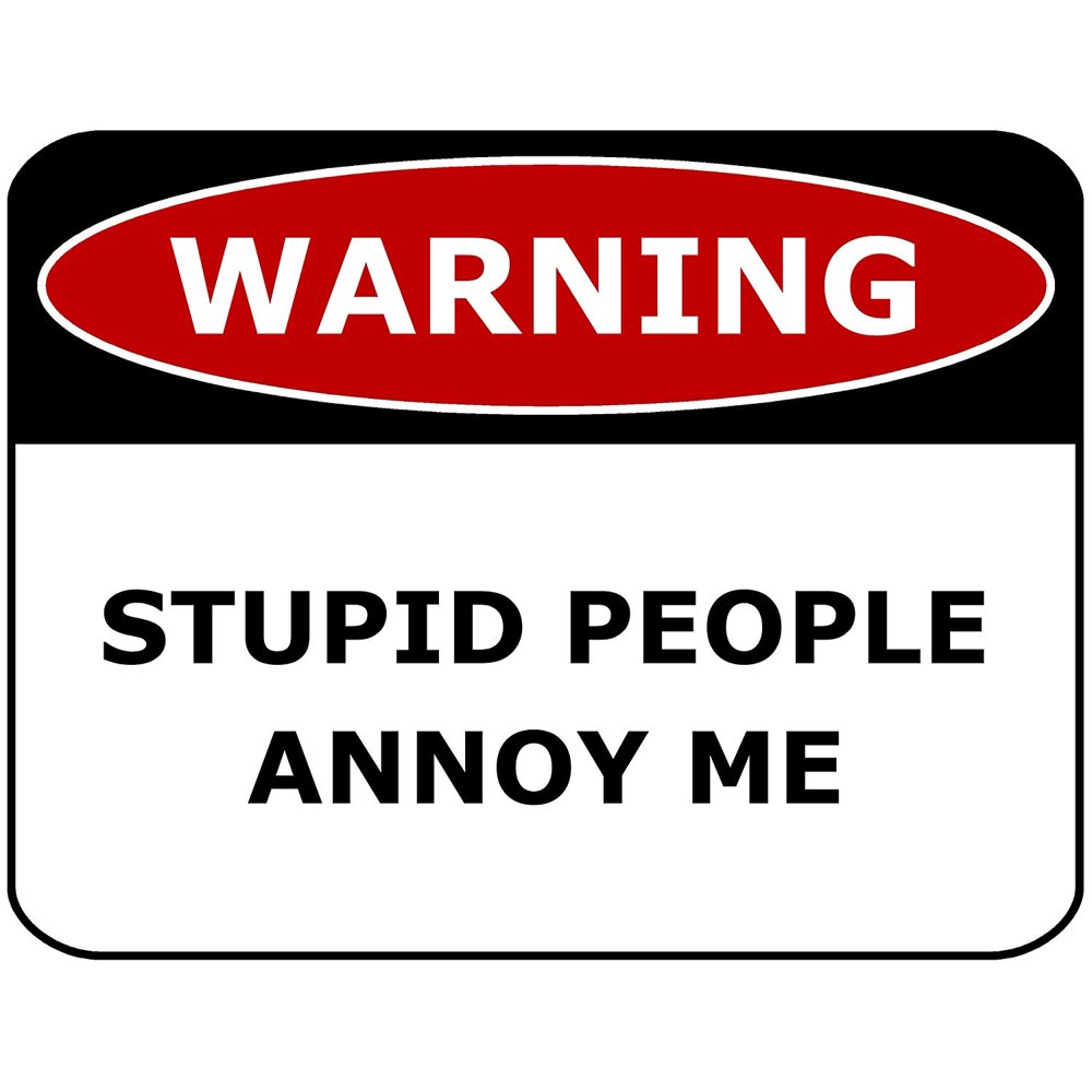 Warning Stupid People Annoy Me 11 inch by 9.5 inch Laminated Funny Sign ...
