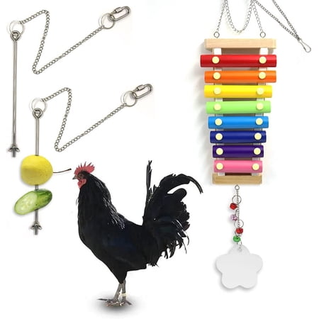 SUZH 3Pcs Chicken Xylophone Toy,Chicken Vegetable Feeder, Suspensible ...