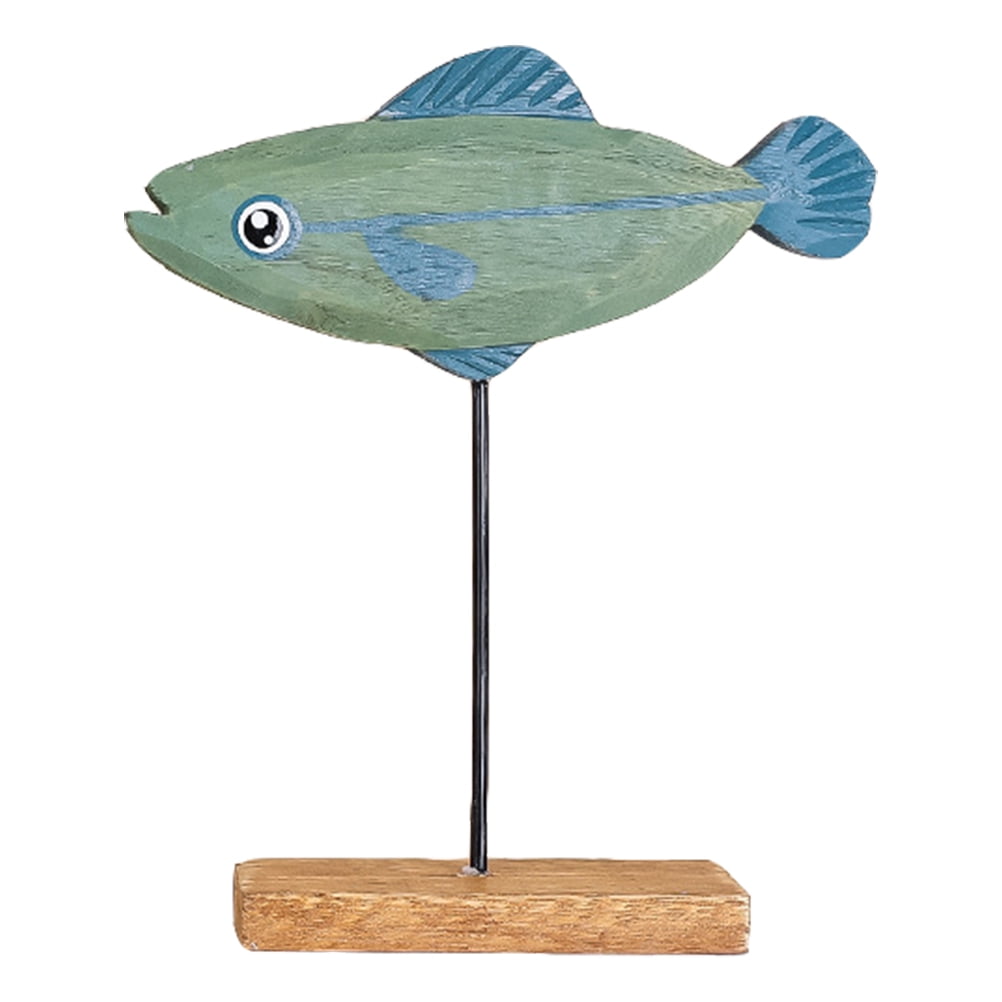 Etereauty Fish Decor Nautical Wooden Table Beach Statue Sculpture ...