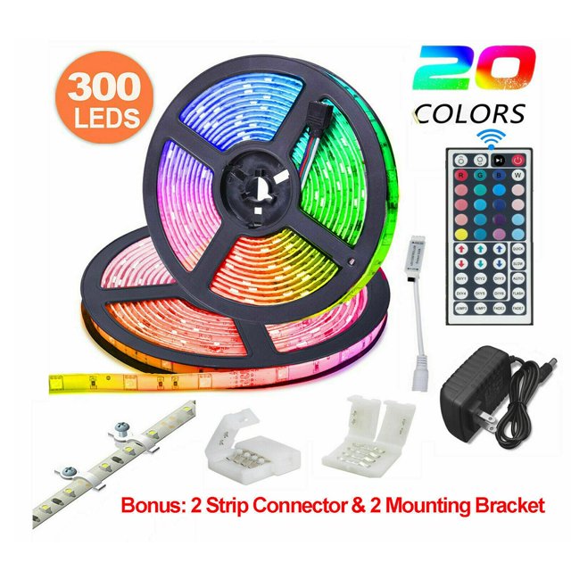 New RGB Waterproof LED Strip Light SMD 44 Key Remote 12V DC Power Kit ...