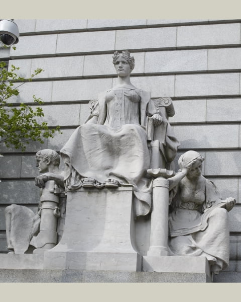 Print: Statues, Federal Building And U.S. Courthouse, Providence, Rhode ...
