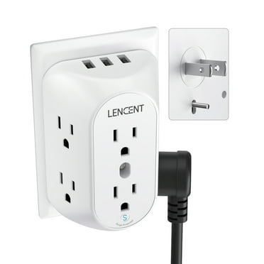 Wideskall 3 Prong Grounded 3 Outlets AC Power Wall Plug On/Off Switch ...