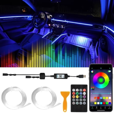 Wireless 5in1 RGB LED Car Interior Atmosphere Strip Lights with Music ...