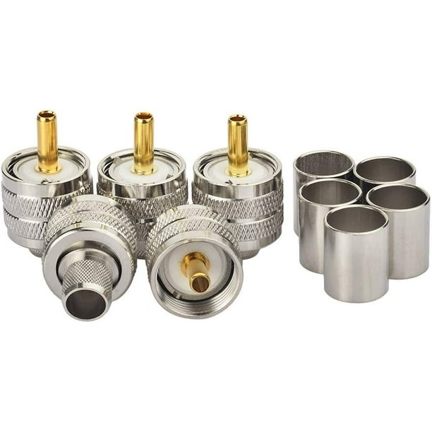wlaniot PL-259 Connectors Crimp PL 259 UHF Male Plug RF Coaxial Connector for LMR400 9913 RG214 ...