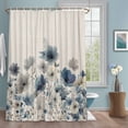 Blue Flowers Shower Curtain for Bathroom, Country Watercolor Blue Grey ...