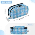 Blue Checkered Bow Pattern PVC Pencil Case Water-Repellent Clear Window ...