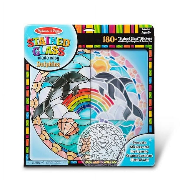 Melissa & Doug Stained Glass Made Easy Craft Kit: Dolphins - 180 ...