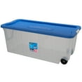HART 200 Quart Latching Rolling Plastic Storage Bin Container, Clear ...