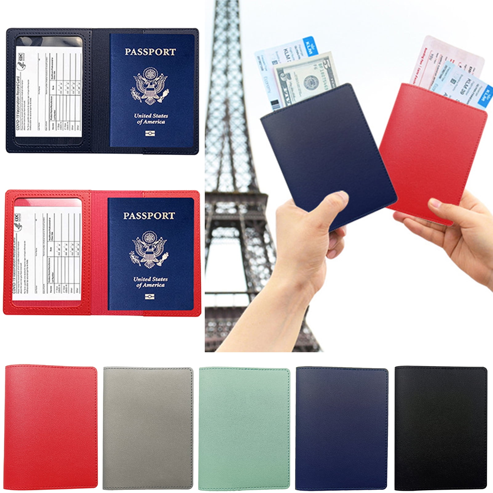 Walbest Durable Passport Cover Universal Faux Leather Portable Passport ...