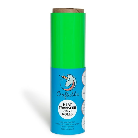 Craftables Bright Green Heat Transfer Vinyl Roll HTV 25 ft. - Easy to ...