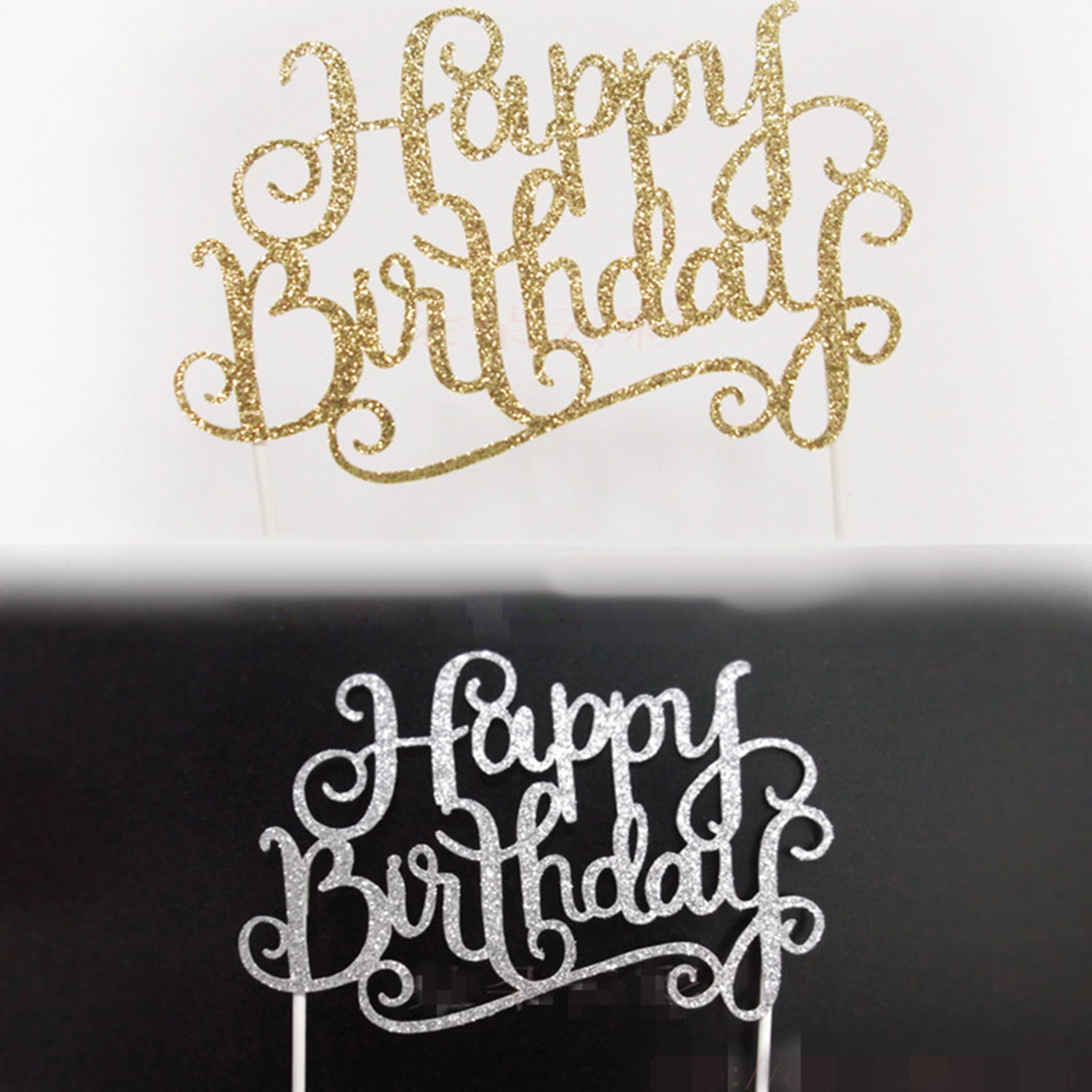 Walbest Cake Toppers Shiny Blessing Letters Cake Decoration Happy ...