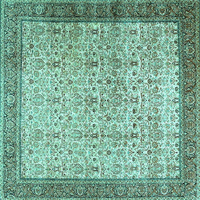 Ahgly Company Machine Washable Indoor Square Persian Turquoise Blue ...