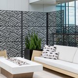 Veradek Outdoor Privacy Screen 3-Panel Set w/ Stand - (Flowleaf ...