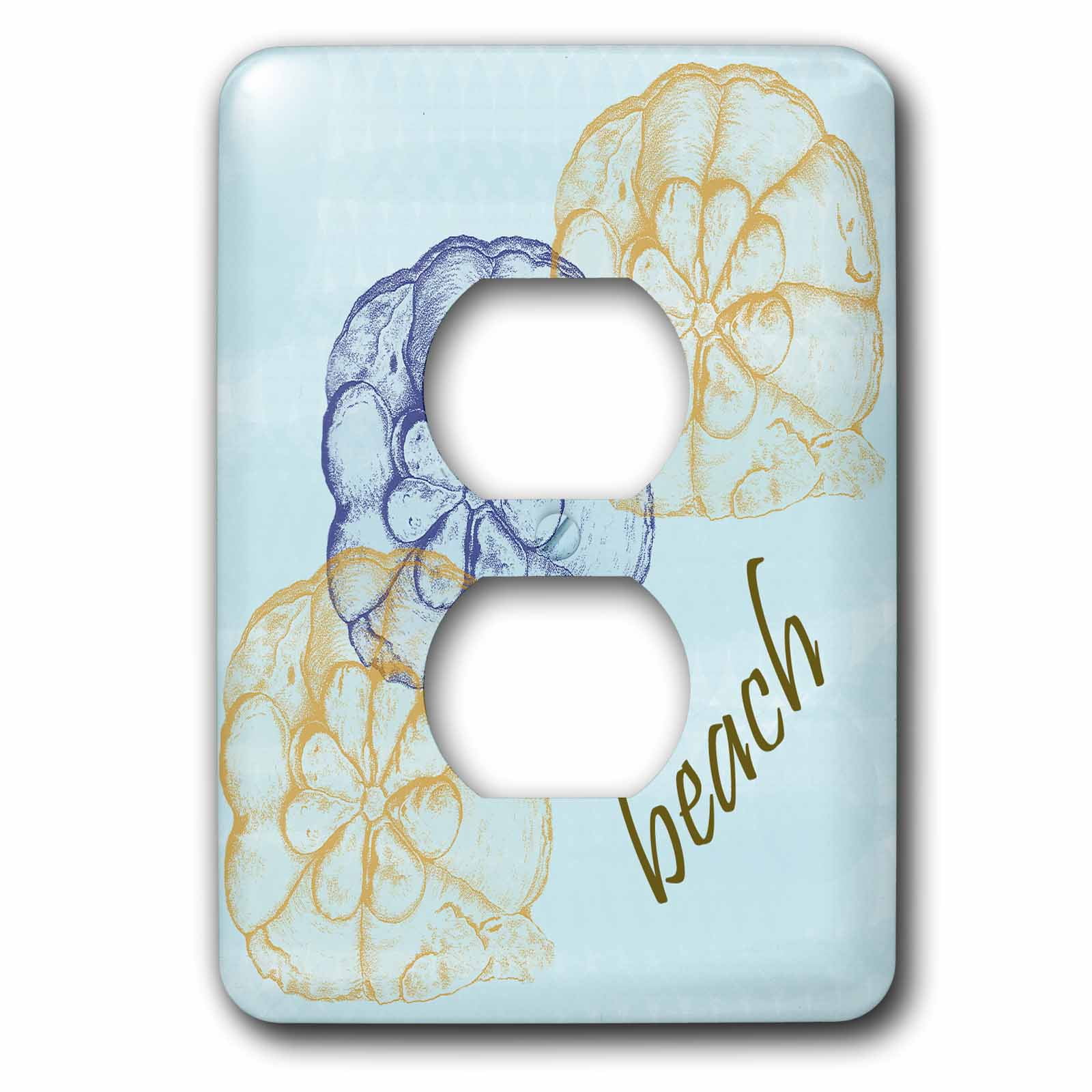 Three Shells on Calming Blue Beach Themed Art 2 plug outlet cover lsp ...