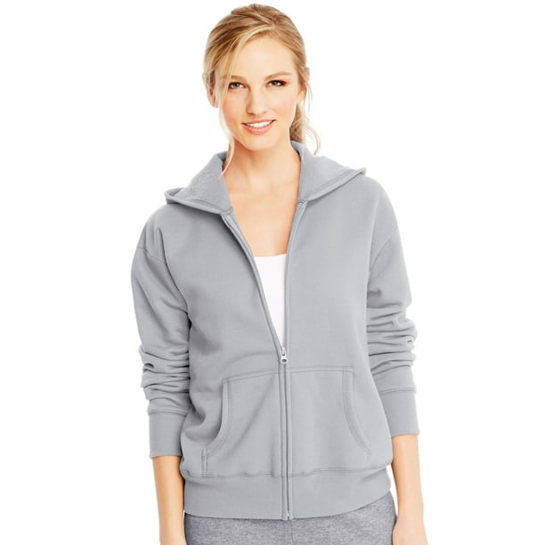 Hanes Womens ComfortSoft EcoSmart Full-Zip Hoodie Sweatshirt, L, Light ...