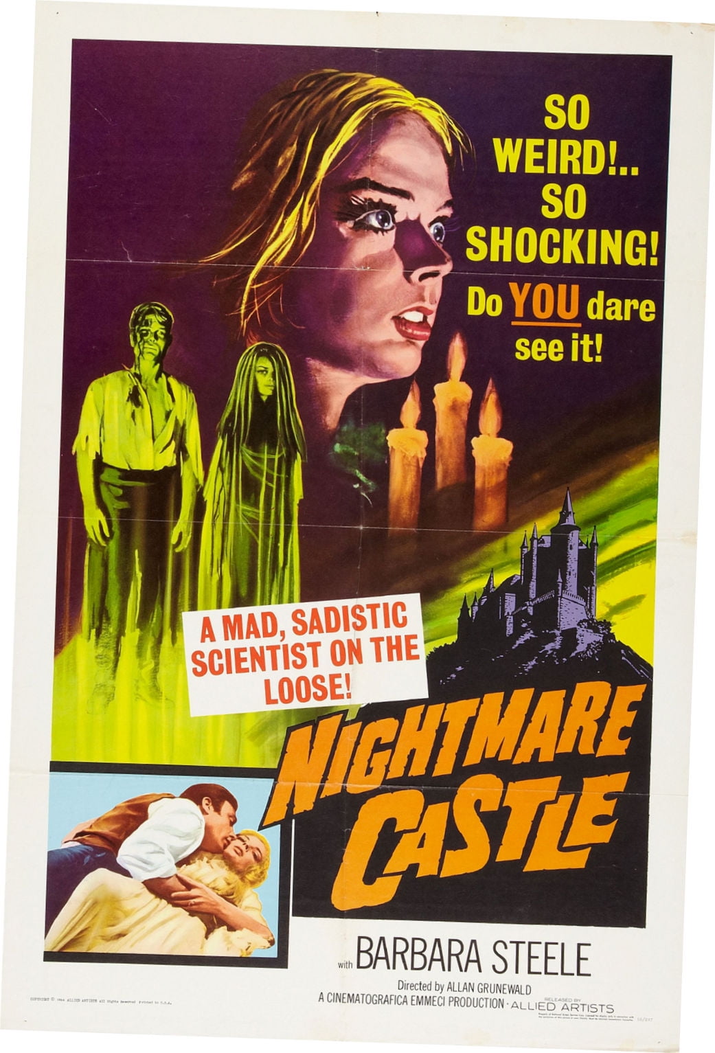 Nightmare Castle Movie poster 12x16 Print on Metal Sign 12in x 16in ...