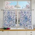 Blue Flower Sheer Curtains for Living Room Bedroom, Spring Retro Blue ...