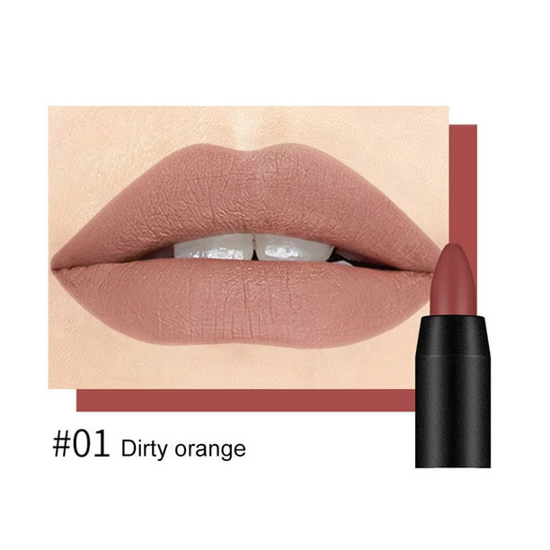 Labial mate DNM en tono naranja sucio, barra giratoria con 19 colores ...