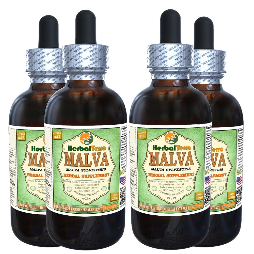 Malva (Malva sylvestris) Glycerite, Dried Leaves Alcohol-FREE Liquid ...