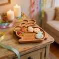 BIZHUA Easter Rabbit Food Serving Plate, Wooden Decorative Tray for ...