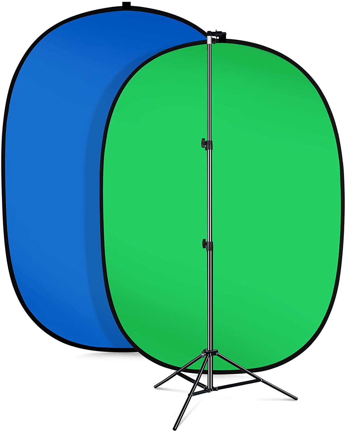 5'X7'Portable Green Screen Backdrop with Stand Blue and Green 2-in-1 ...