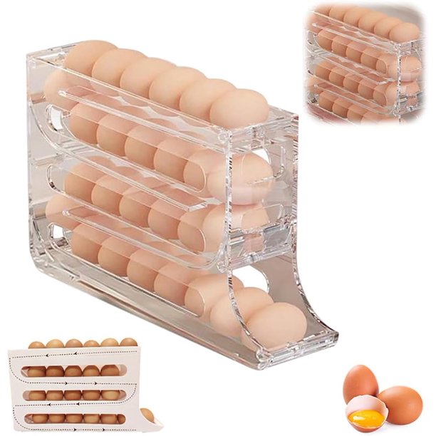 Egg dispenser stores 30 egg containers saves refrigerator space ...