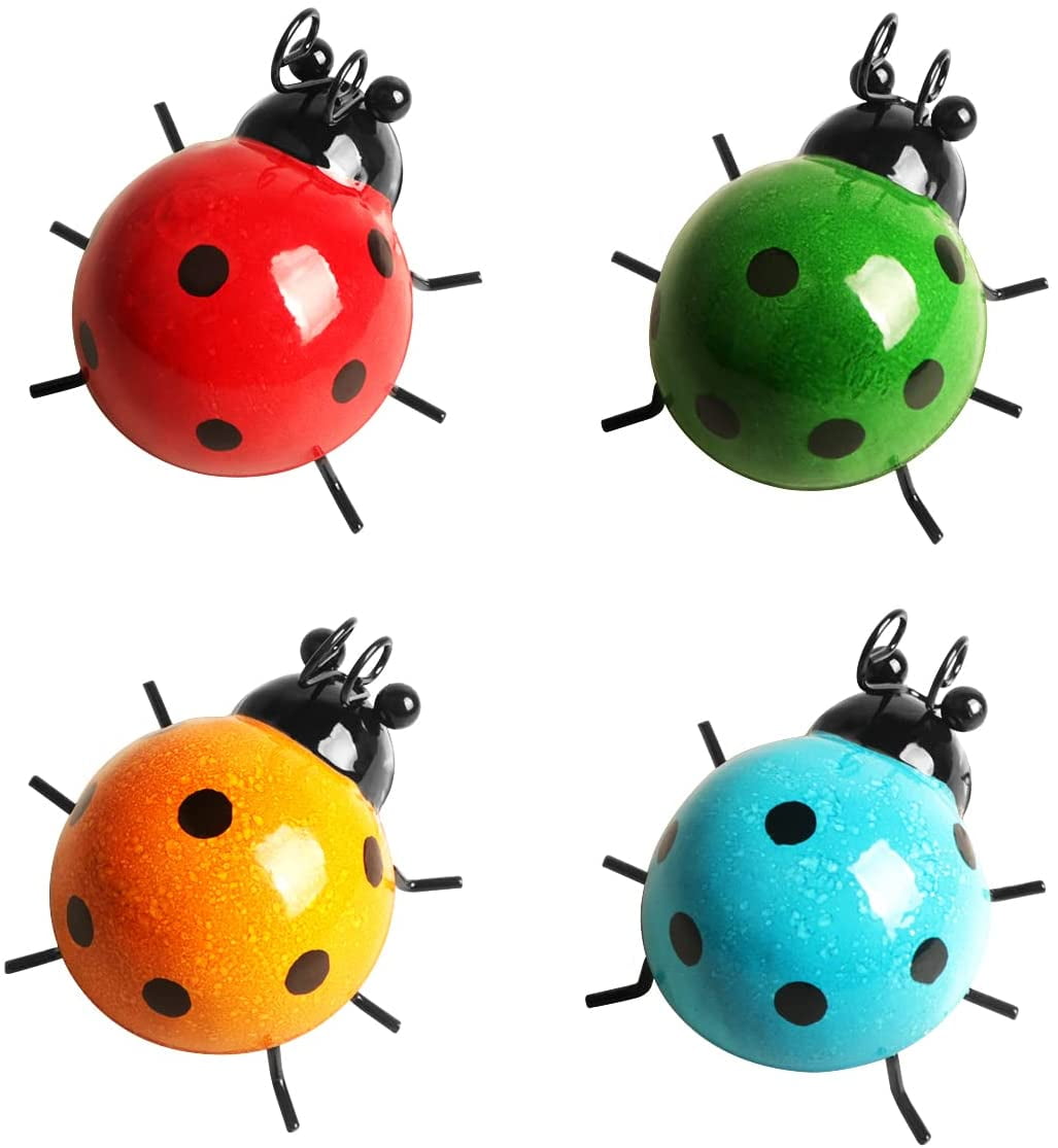 4 Piece Metal Ladybug Decoration Metal Ladybug Wall Decor Metal ...