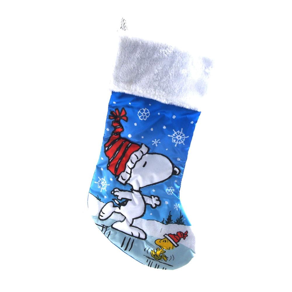 Snoopy and Woodstock Skating Satin Christmas Stocking, 19-Inch ...