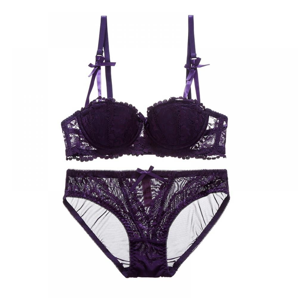 Women's Sexy Push up Lace Bra Embroidery Underwired Lingerie Set Bra ...