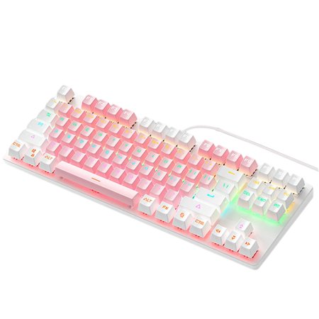 USB 87 Keys Cute Wired Gaming Keyboard White Pink White | Walmart Canada