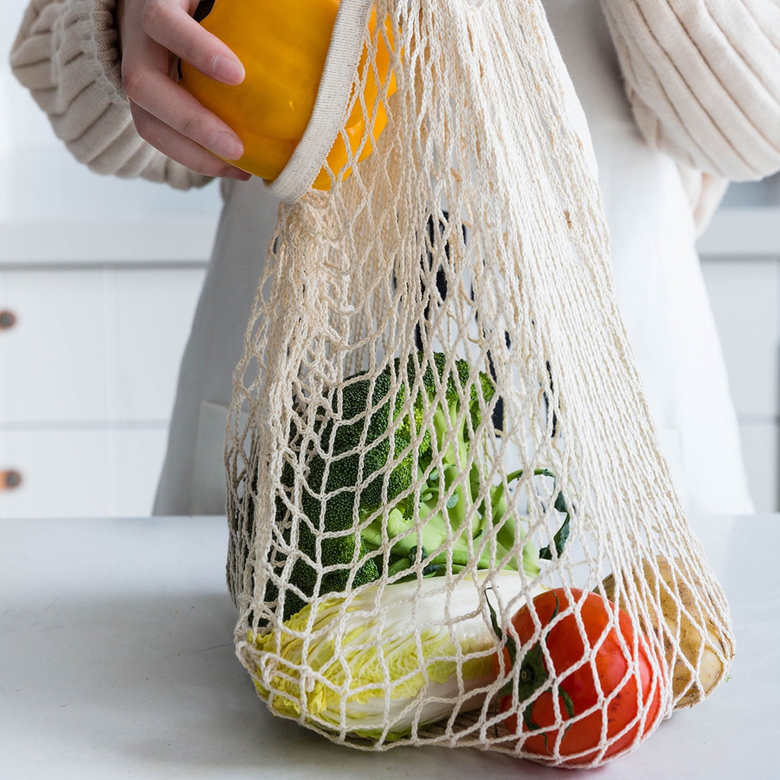 Cheers Portable Fruit Net Bag Cotton Hollow Woven Shopping Vegetable ...