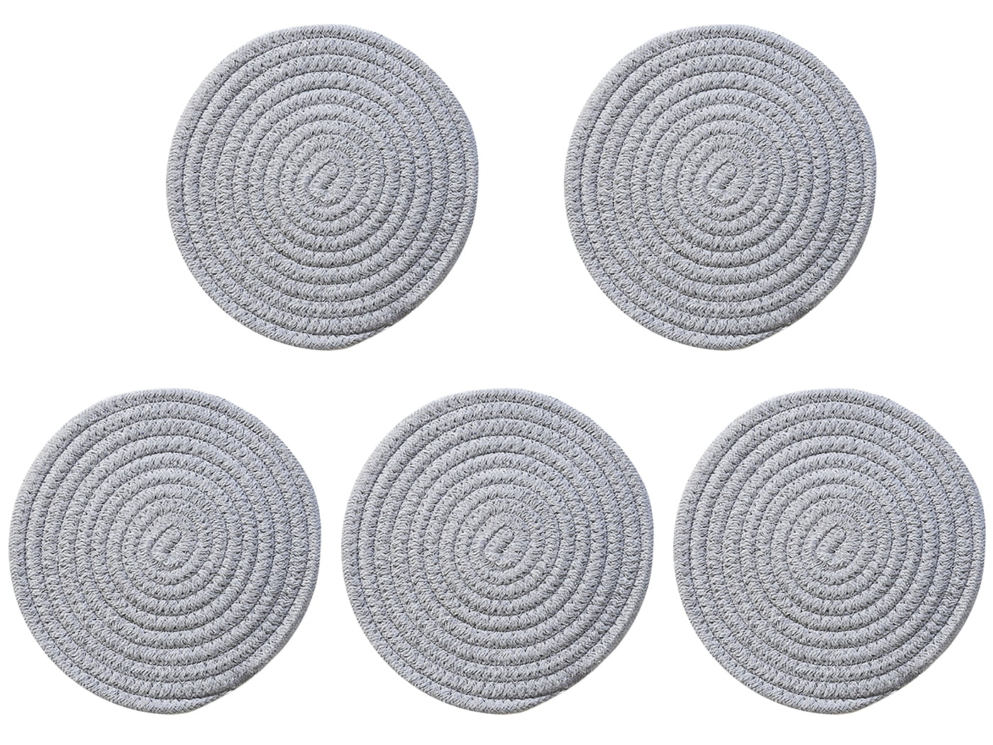 Round Coasters Set of 5, Cotton Woven Braided Hot Pads Place Mats Heat ...