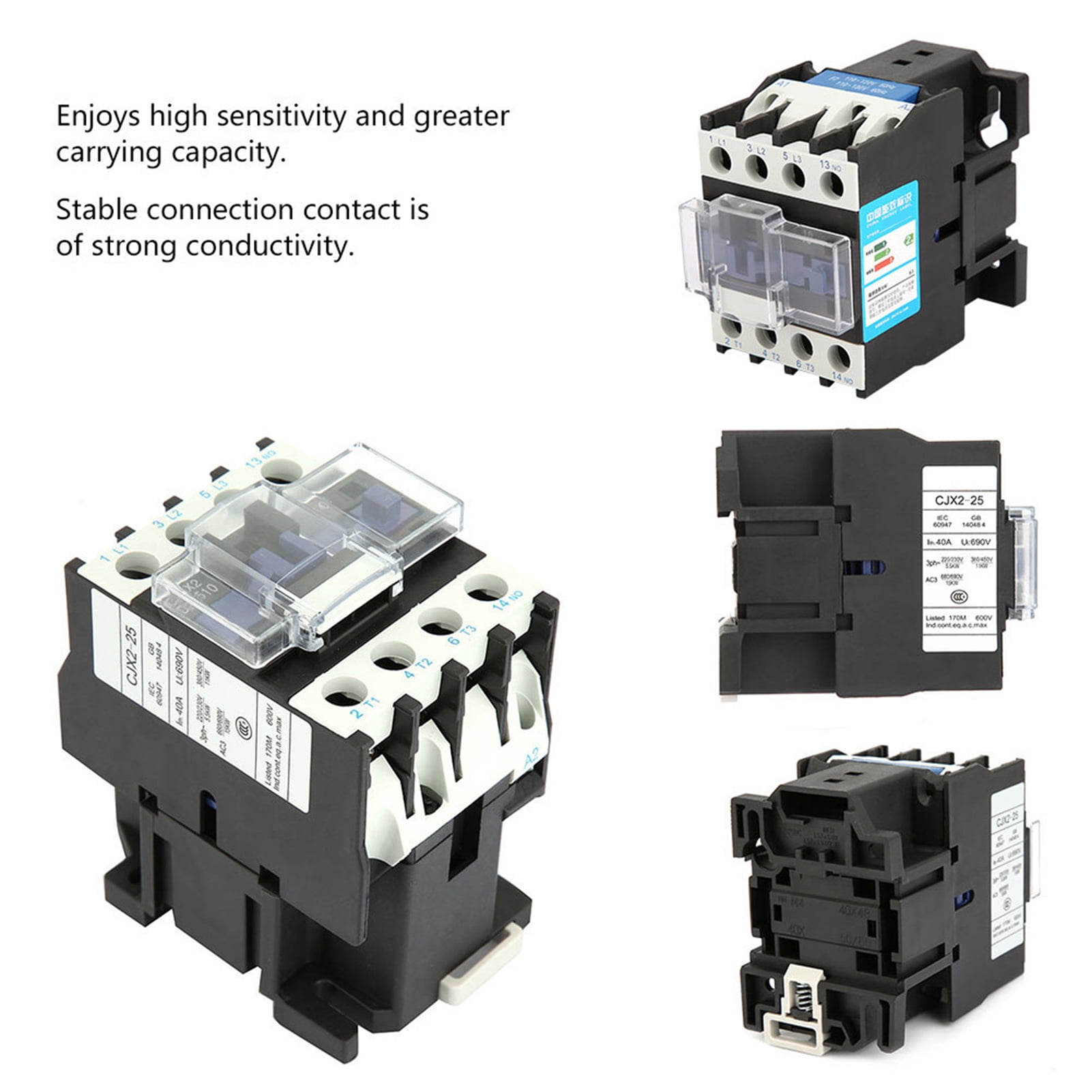 Contactor de CA, CJX2‑25 Contactor de montaje en riel Contactor ...