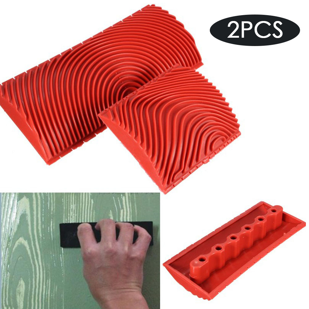 HOTBEST 2PCS Imitation Wood Grain Paint Roller Brush Art Wall Painting