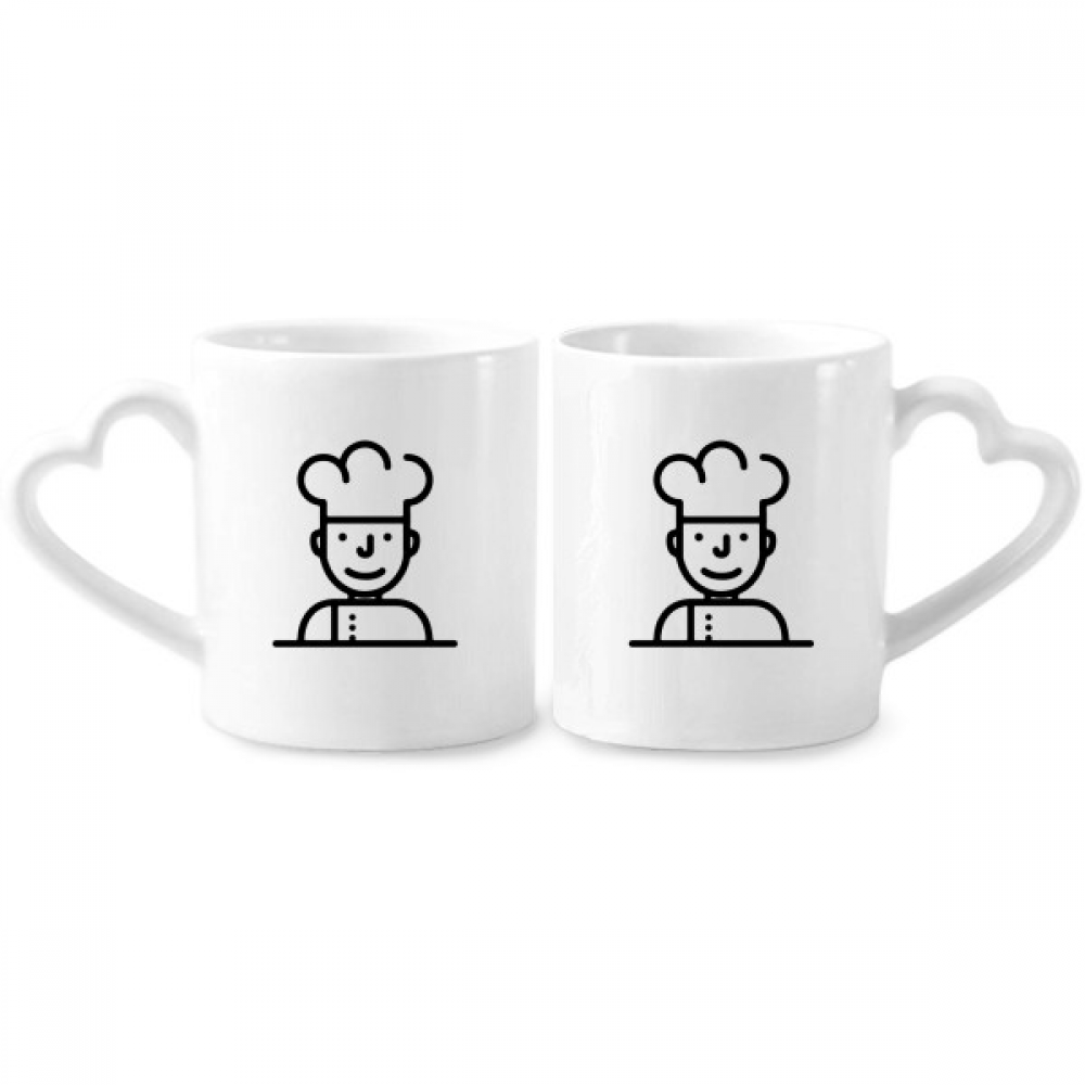 Chef Stick Drawing Brief Concise Amusing Couple Porcelain Mug Set Cerac ...