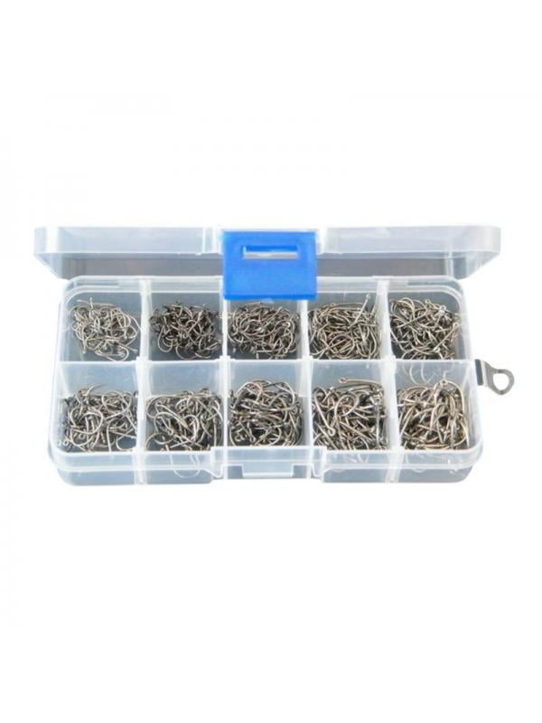 500pcs Fish Hooks 10 Sizes Fishing Black Sharpened With Box Quality kit ...