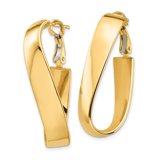 14K Yellow Gold High Polished 7mm Twisted Oval Omega Back Hoop Earrings ...